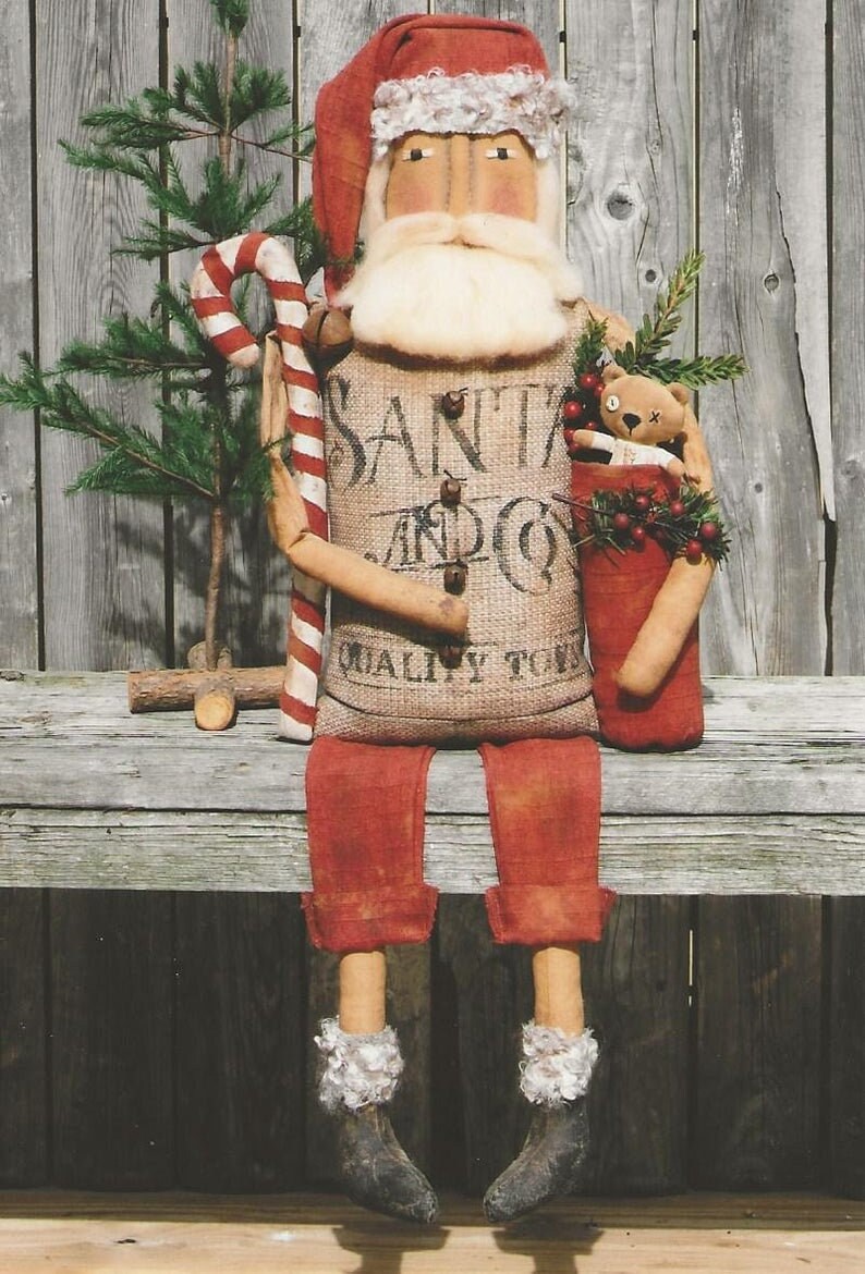 Sitting Sack Santa Primitive Santa PATTERN HHF476 | Etsy