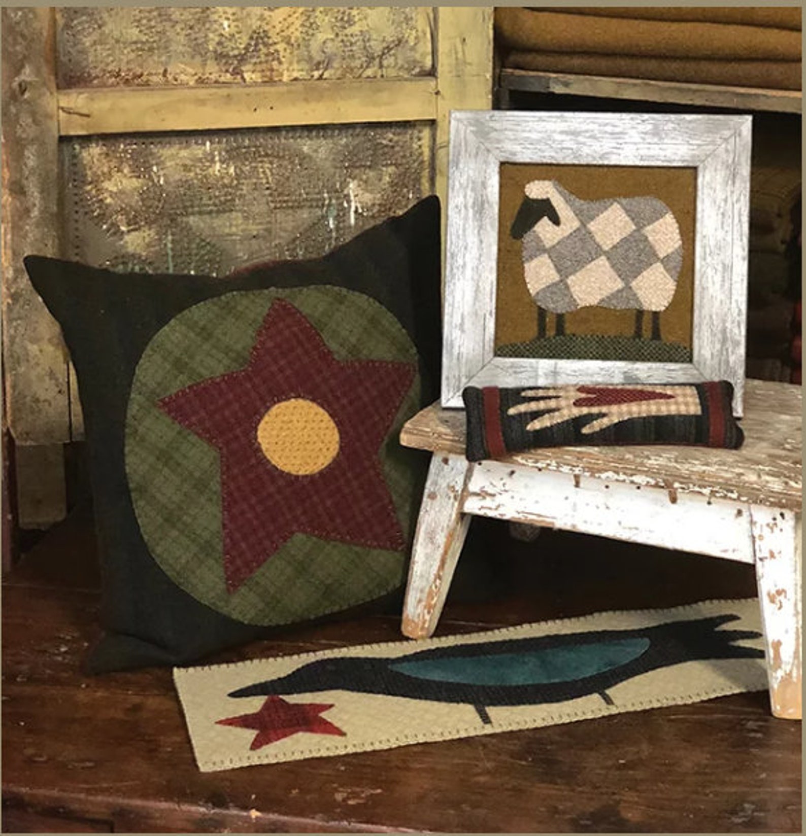 Folk Art Sampler Wool Applique Projects PATTERN TTB221 - Etsy