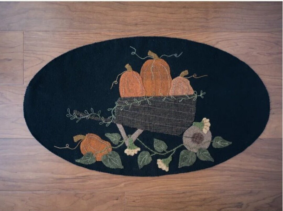 Pumpkin Harvest ~ Wool Applique Penny Rug PATTERN BPJ382 - Etsy