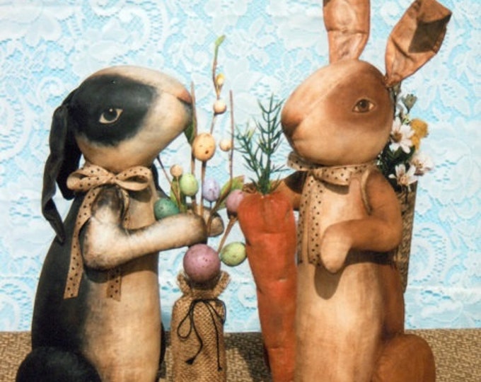 Vintage Bunnies -primitive Bunny PATTERN HHF348 - Etsy