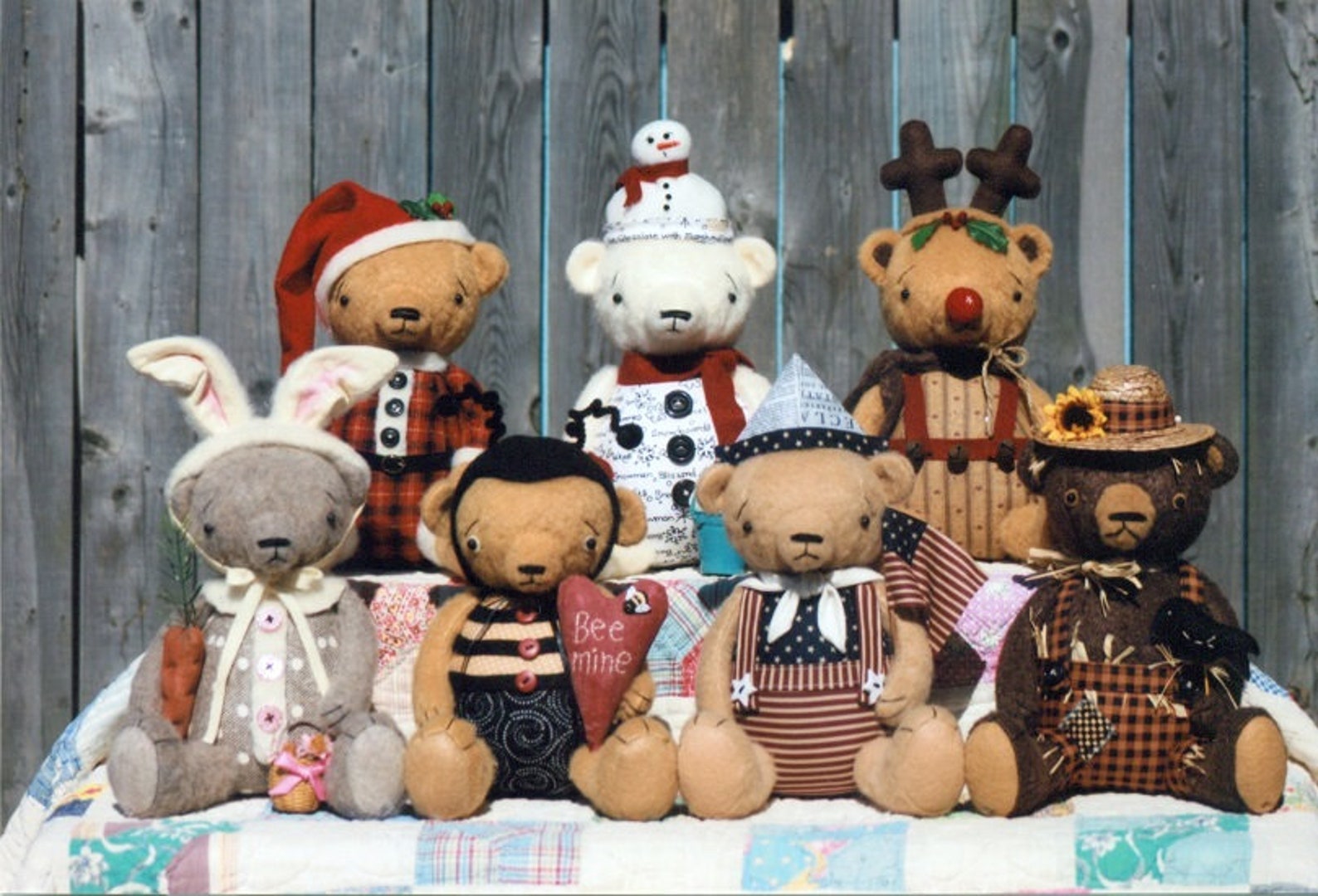 Happy Holiday Teddy Bears Seasonal Bear PATTERN HHF353 | Etsy