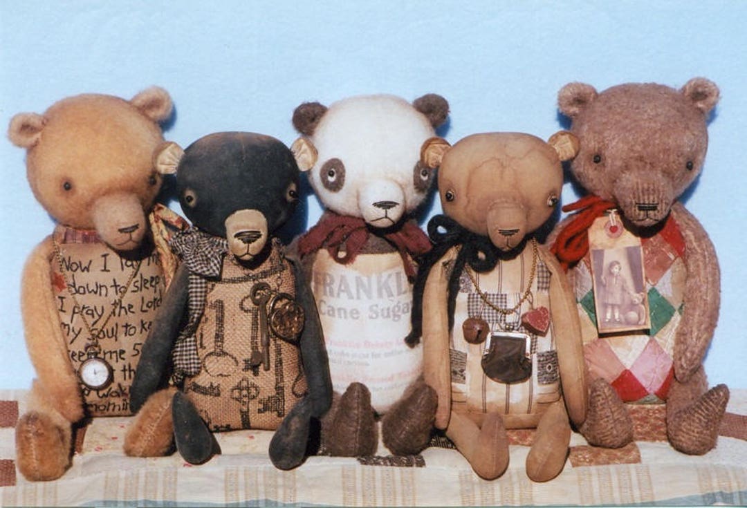 Primitive Keepsake Teddy Bears -primitive Cloth Teddy Bear PATTERN ...