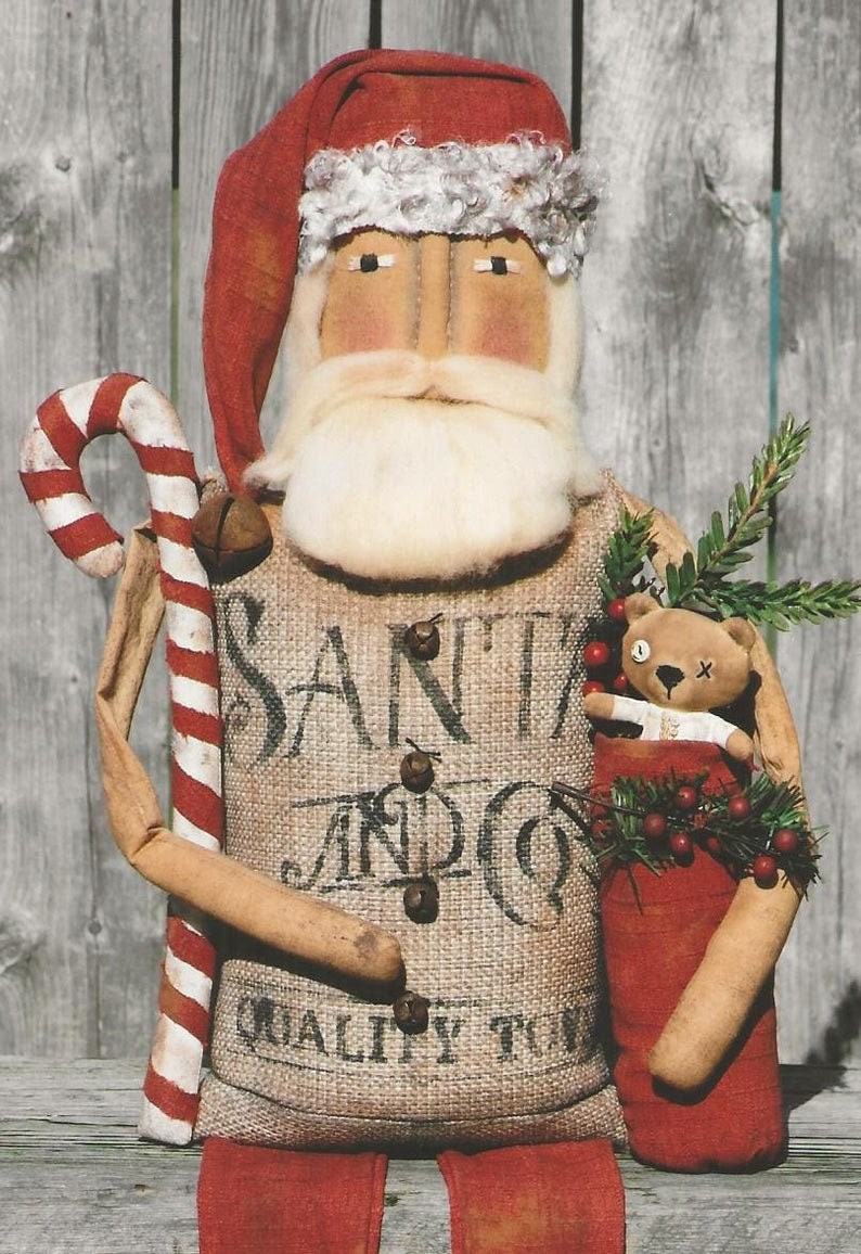 Sitting Sack Santa Primitive Santa PATTERN HHF476 | Etsy