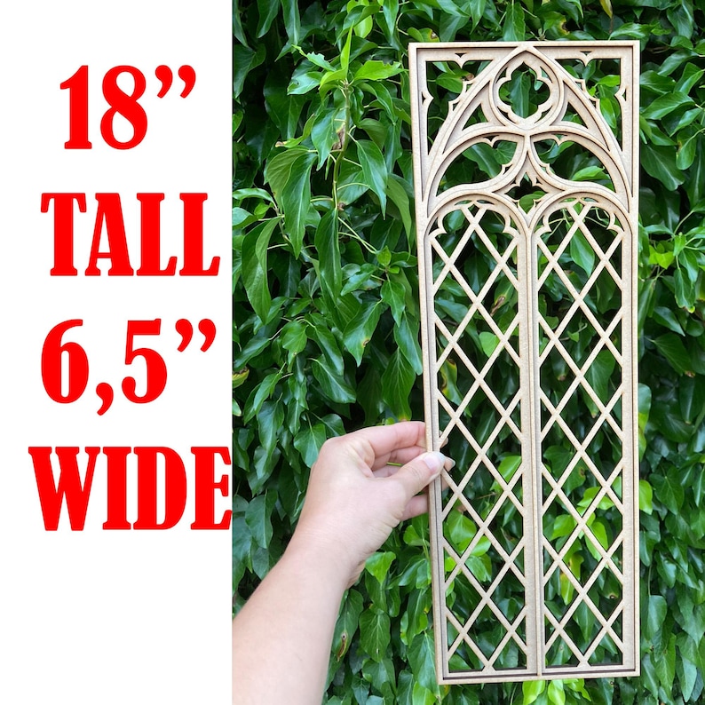 Gothic Window Wall Decor, MDF Arch Panel, Cathedral Style Wall Art ...