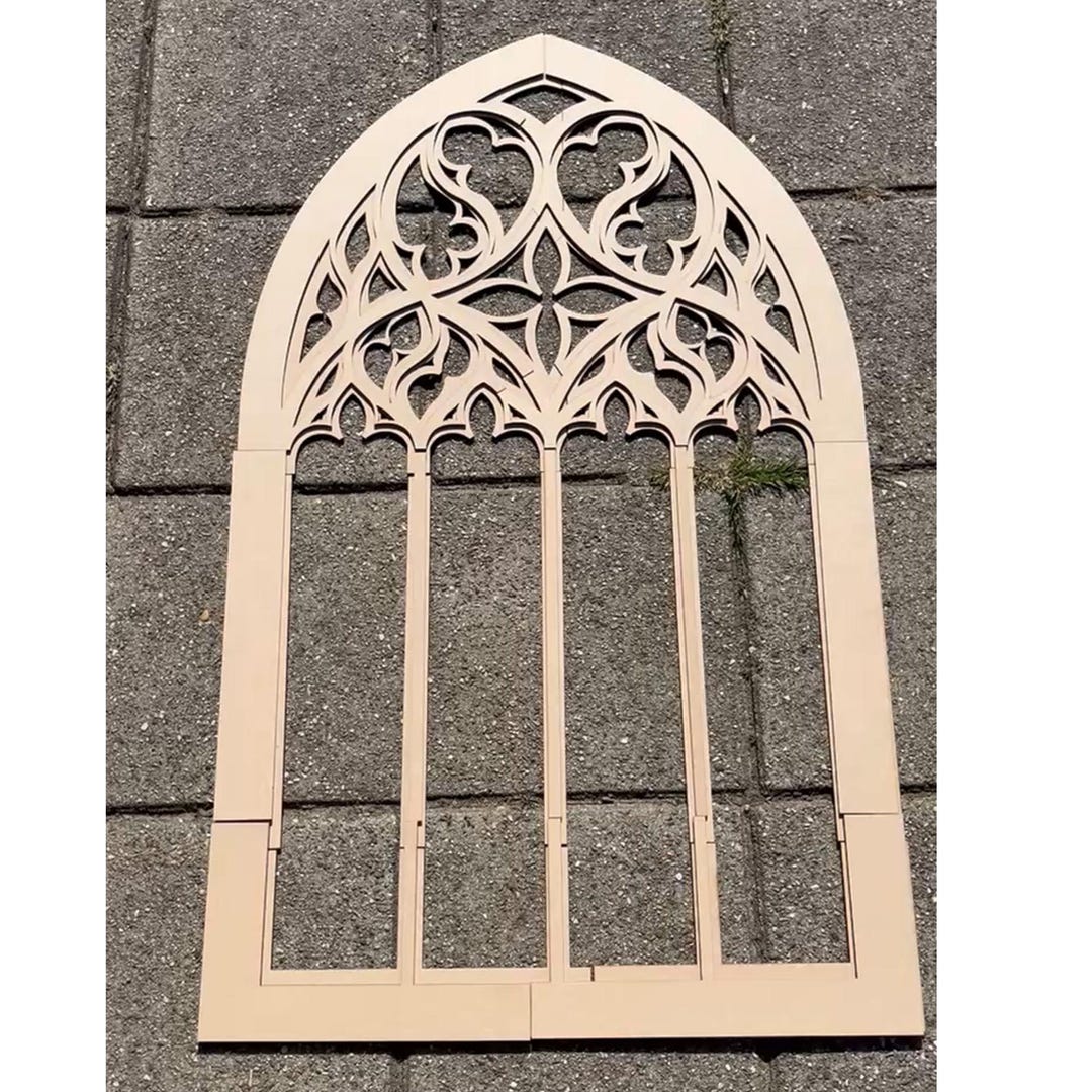 Gothic Cathedral Window Wall Decor: Unpainted MDF Tracery Frame DIY Kit ...
