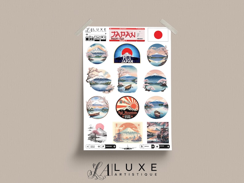 Japan Travel Sticker Sheet (volume 7, Mount Fuji), Japanese Landmarks ...