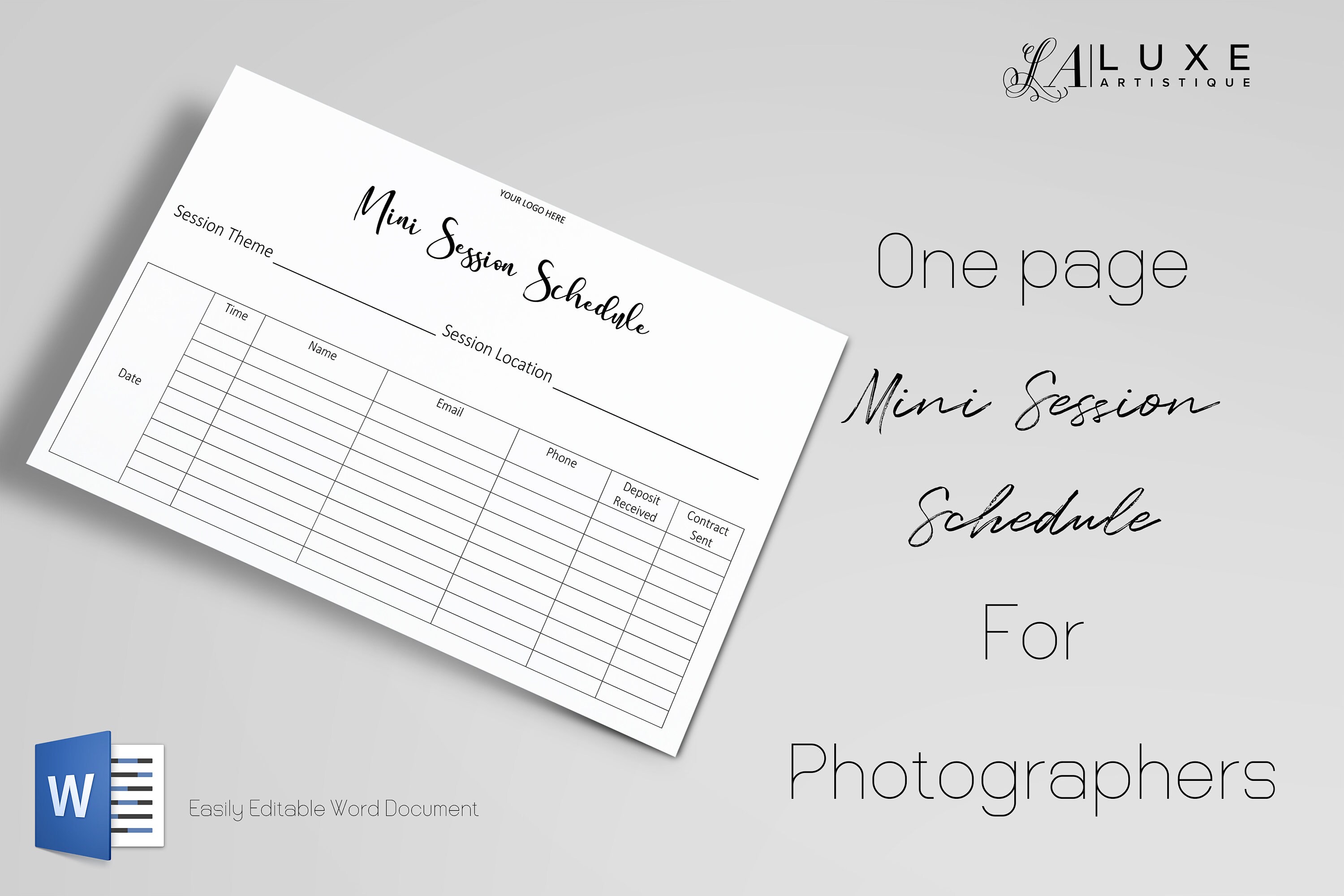 Mini Sessions Schedule Mini Session Schedule Form For | Etsy