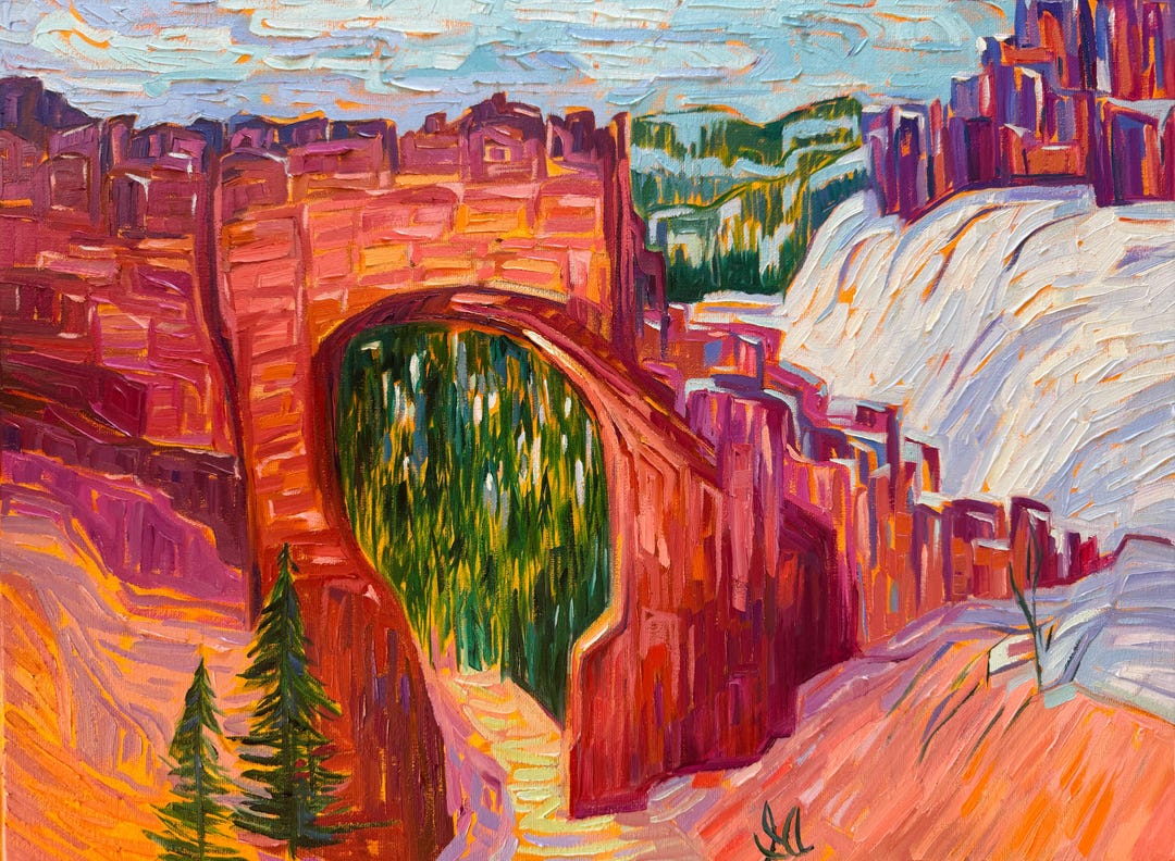 Bryce Bridge (16"x 20") Original Oil Painting of Bryce Canyon National ...