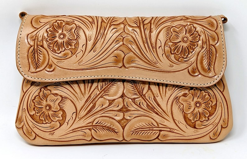 Hand Tooled Natural Leather Color Bag Convertible - Etsy