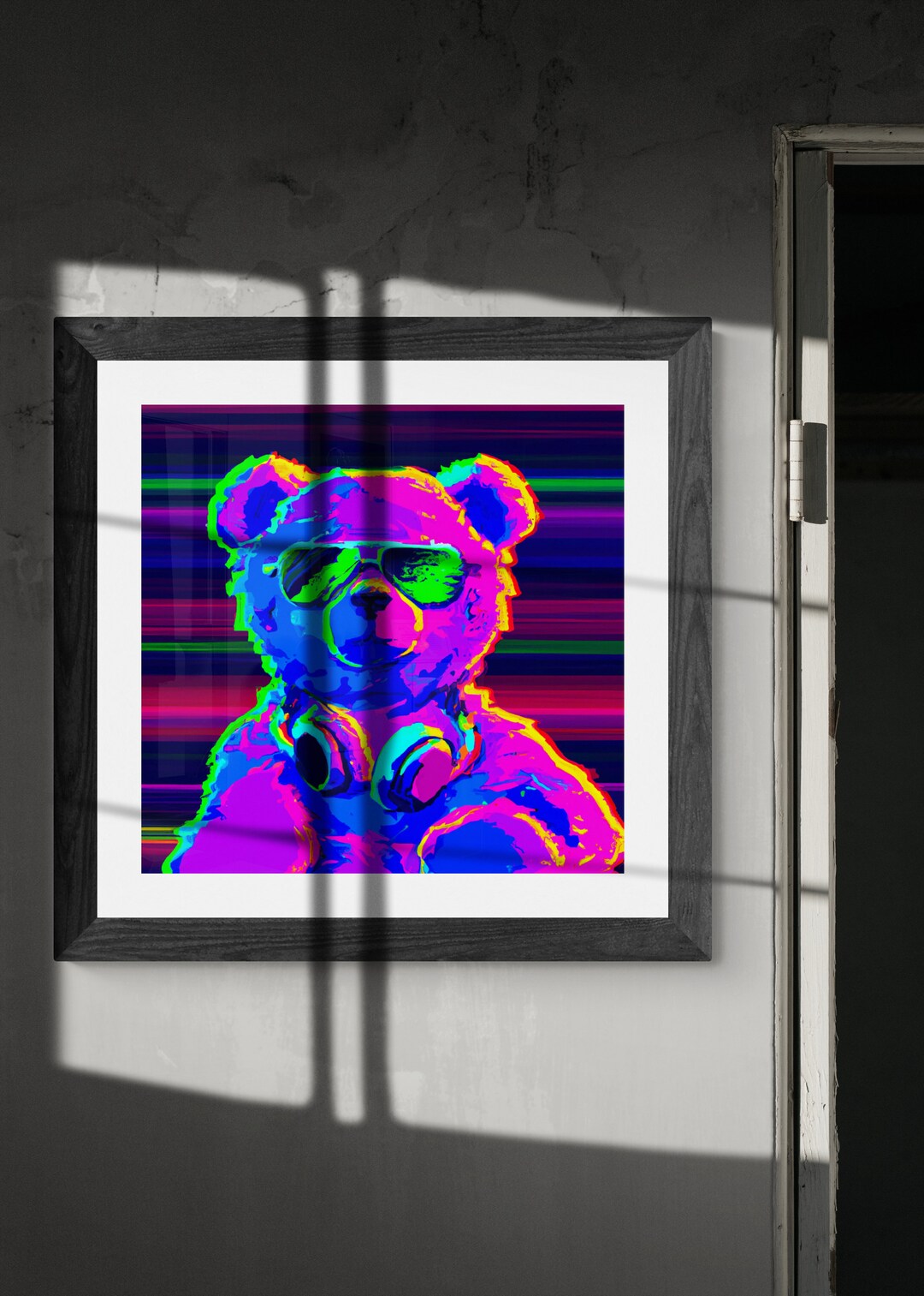 Digital Teddy Painting, Cyberpunk Neon, Poster Painting, Printable ...