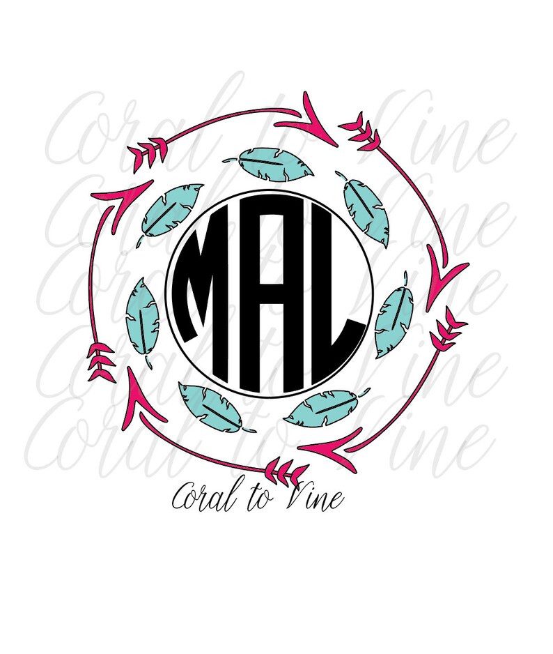 Monogram Arrow SVG Arrow Circle SVG Arrow Feather Svg | Etsy