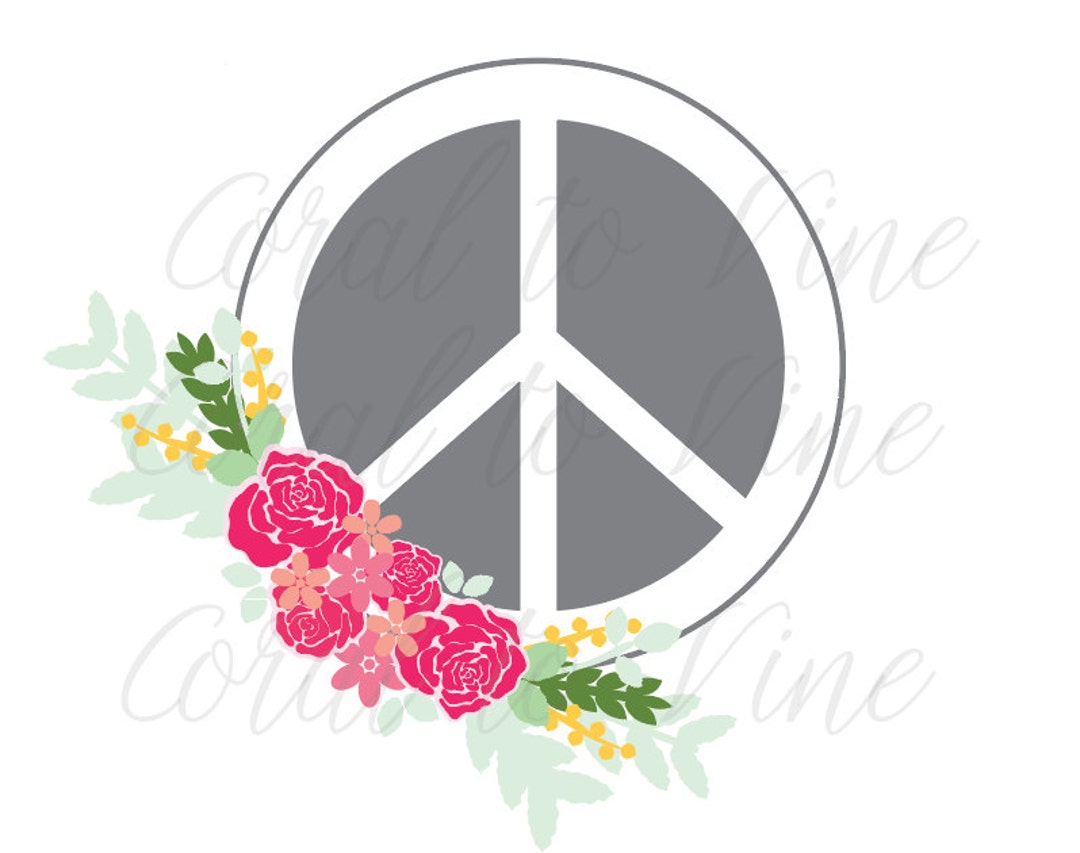 Peace SVG, Roses SVG, Bouquet Flower Svg, Peace Sign SVG, Floral Svg ...