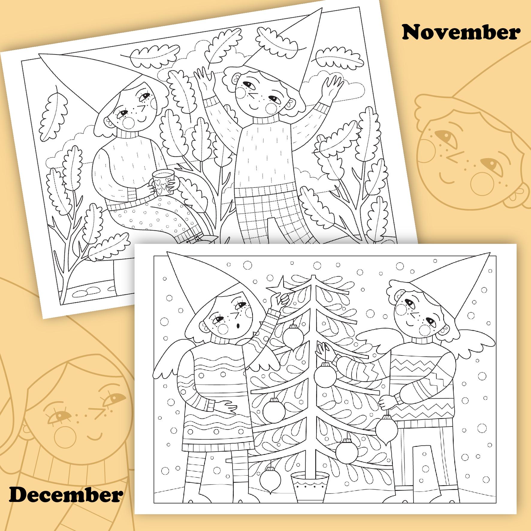 PDF- 12 Coloring Pages-months of the Year - Etsy