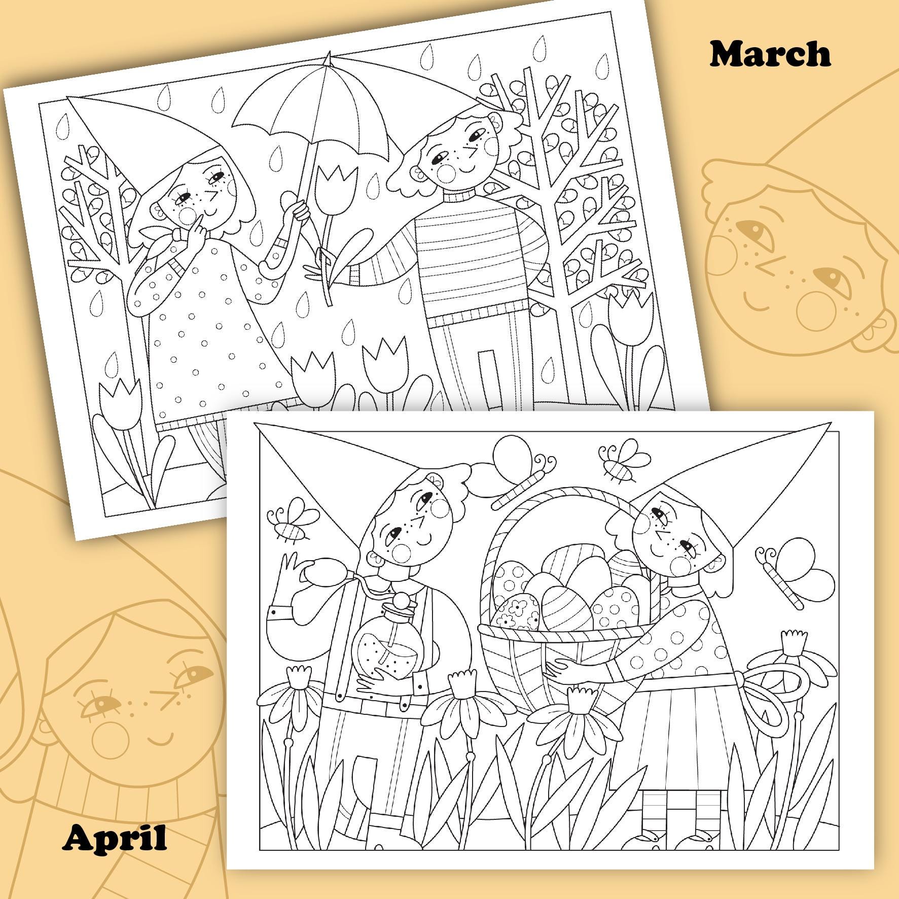PDF- 12 Coloring Pages-months of the Year - Etsy
