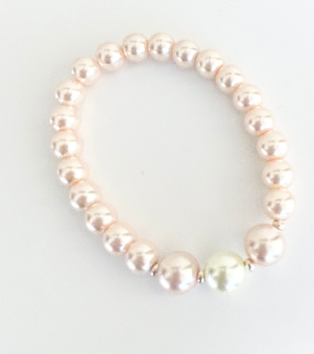 Pink and White Pearl Stretch Bracelet - Etsy