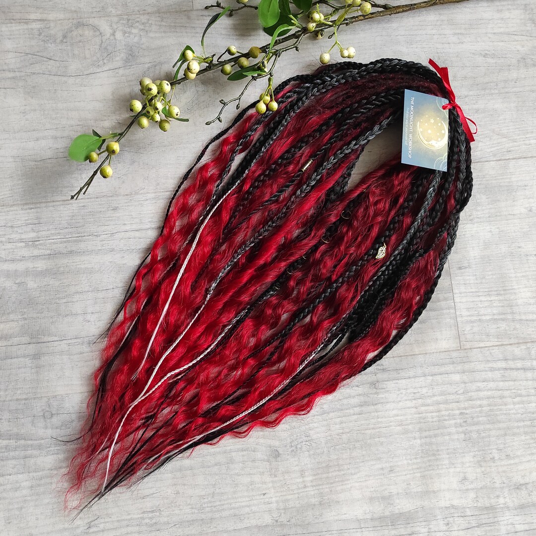 Black & Red Soft Synthetic Dreaded Curls and Braids - Etsy