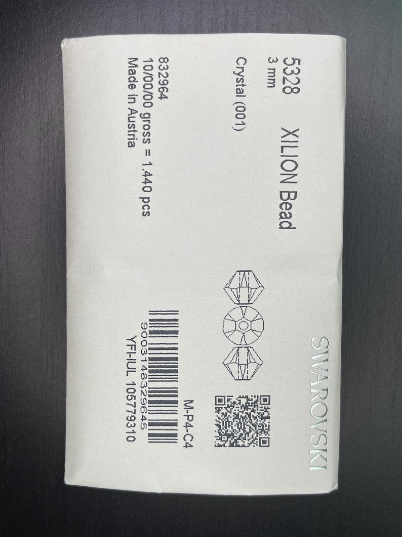 5328-001 Swarovski Bicone Crystal Beads Crystal Clear , 2.5mm ,3mm, 4mm ...
