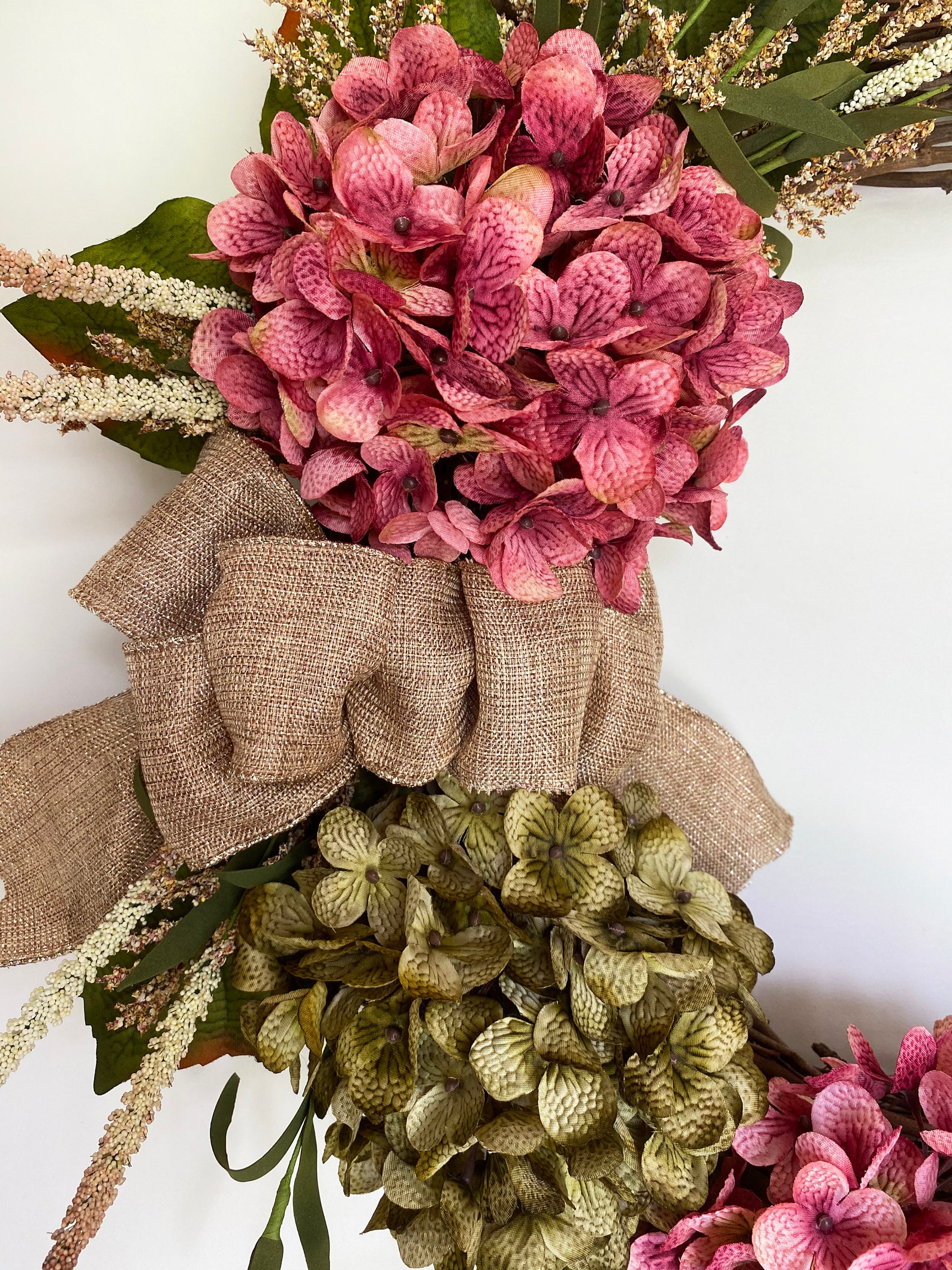 Pink Hydrangea Wreath Green Hydrangea Spring Wreath for - Etsy