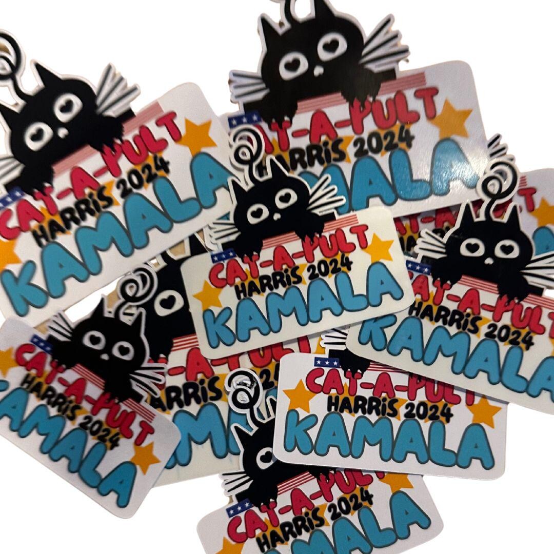 Kamala Harris 2024 Sticker Catapult Change Childless Cat Lady Vibe ...