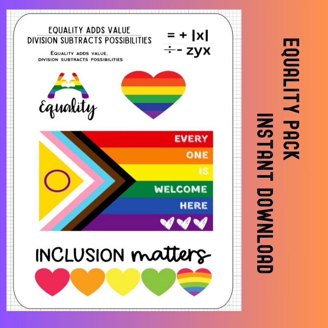 LGBTQ Pride Digital Downloads JPG PNG - 7 Designs - Equality & More ...
