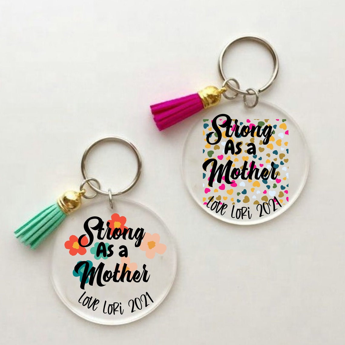 Mothers Day Personalized Keychain Mothers Day Gift Strong as - Etsy