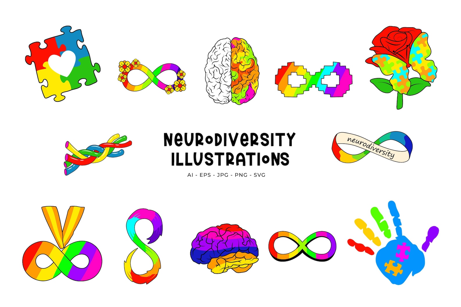 Neurodiversity svg Puzzle svg Autism clipart Puzzle | Etsy