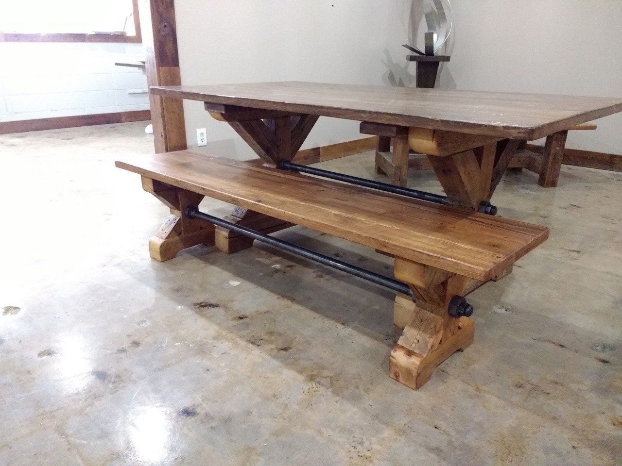 Reclaimed X-base Iron Bench Base - Etsy