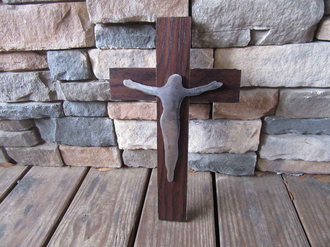 Metal & Wood Jesus Cross-welded Cross-truly Handmade - Etsy