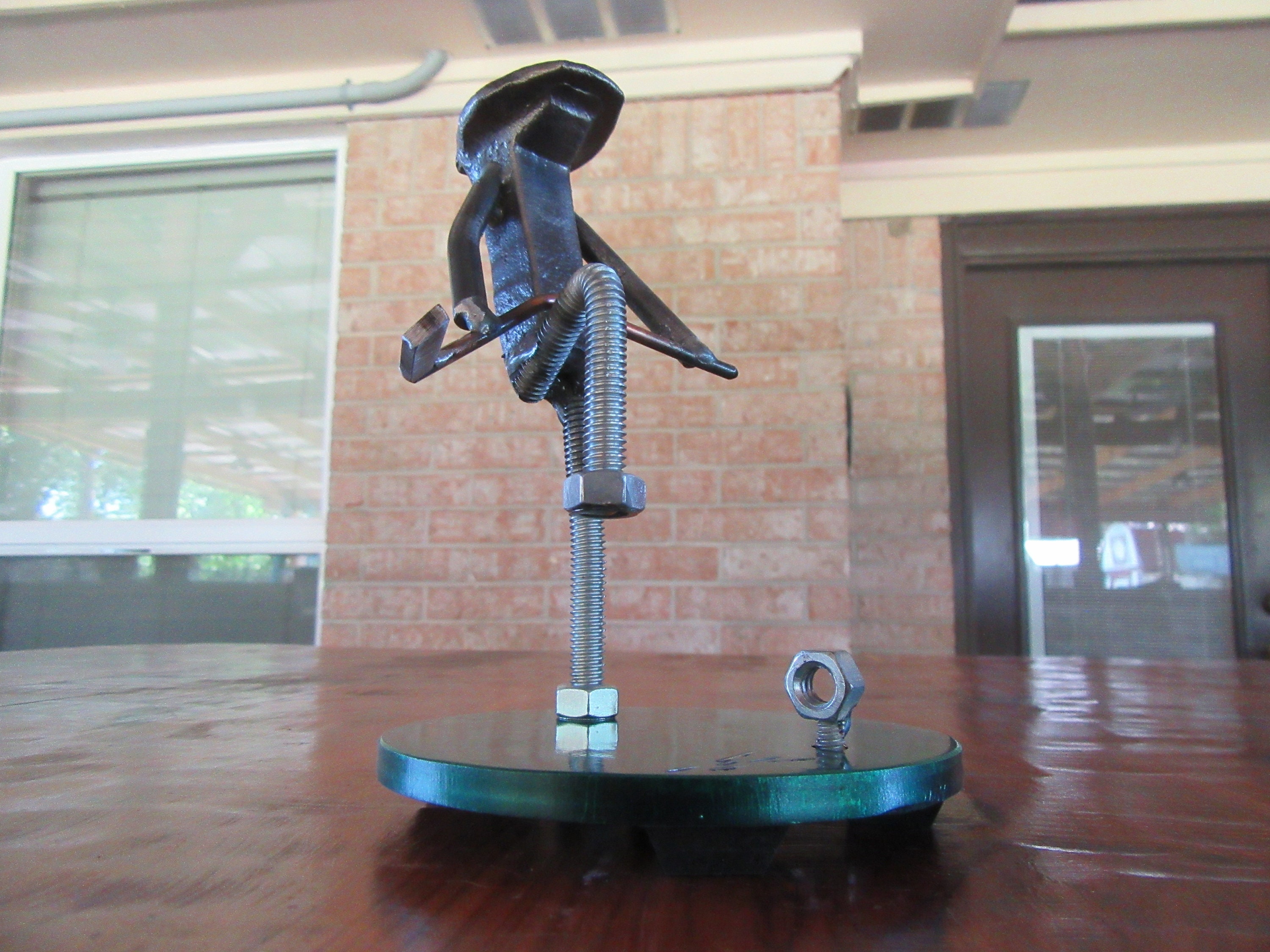 Angry Golfer Sculpture-welded Art-man Playing Golf Metal Art-scrap ...