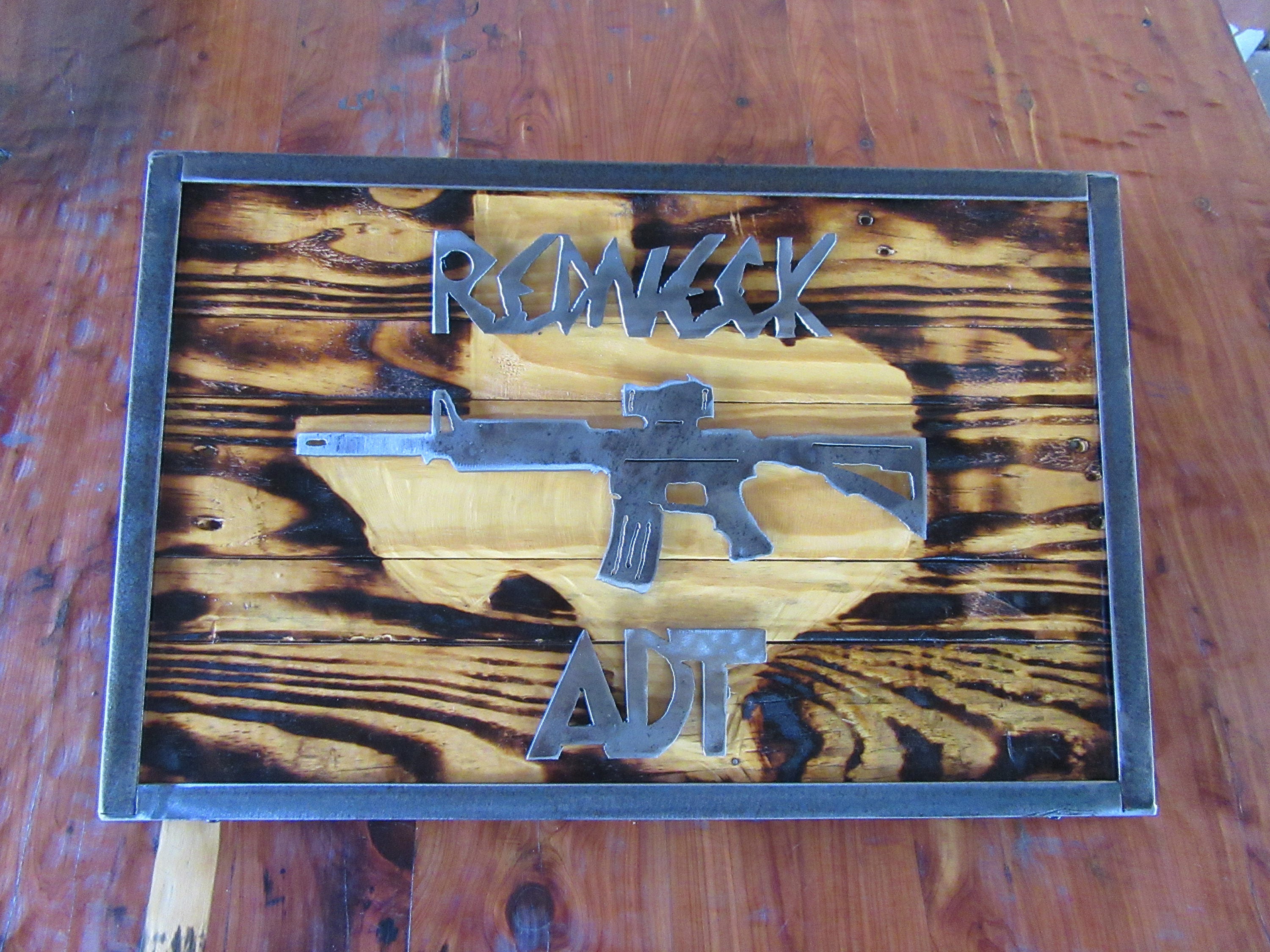 Redneck Security Sign-wood & Metal-metal Art-welded Art-scrap | Etsy