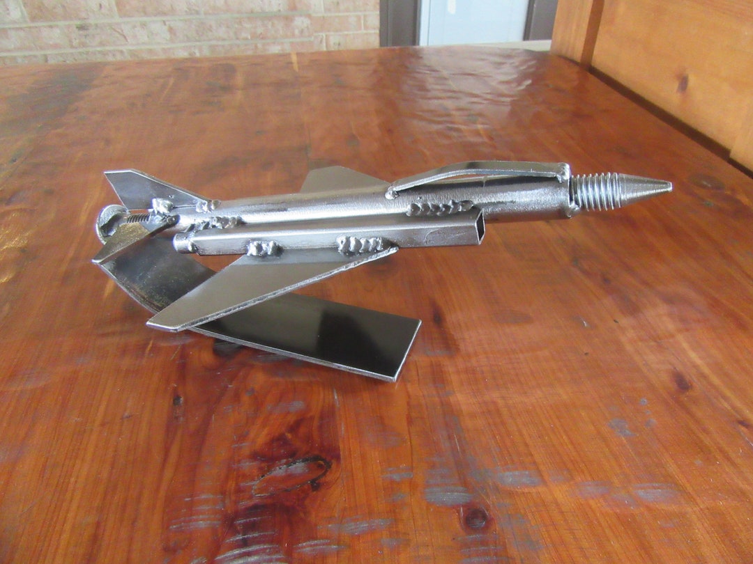 Welded Fighter Jet Sculpture With Solid Steel Display Base - Etsy
