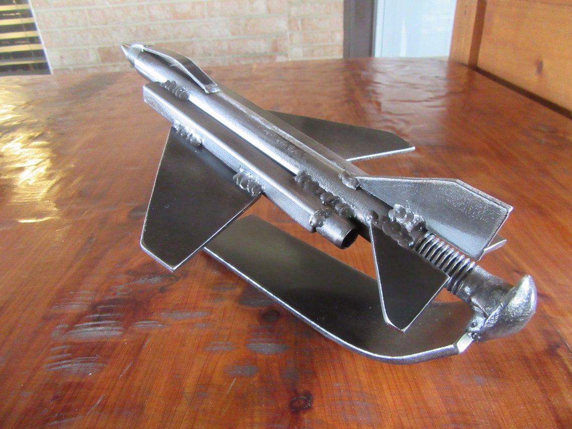 Welded Fighter Jet Sculpture With Solid Steel Display Base | Etsy