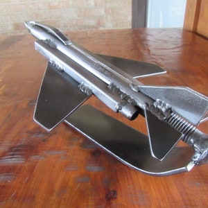 Welded Fighter Jet Sculpture With Solid Steel Display Base - Etsy