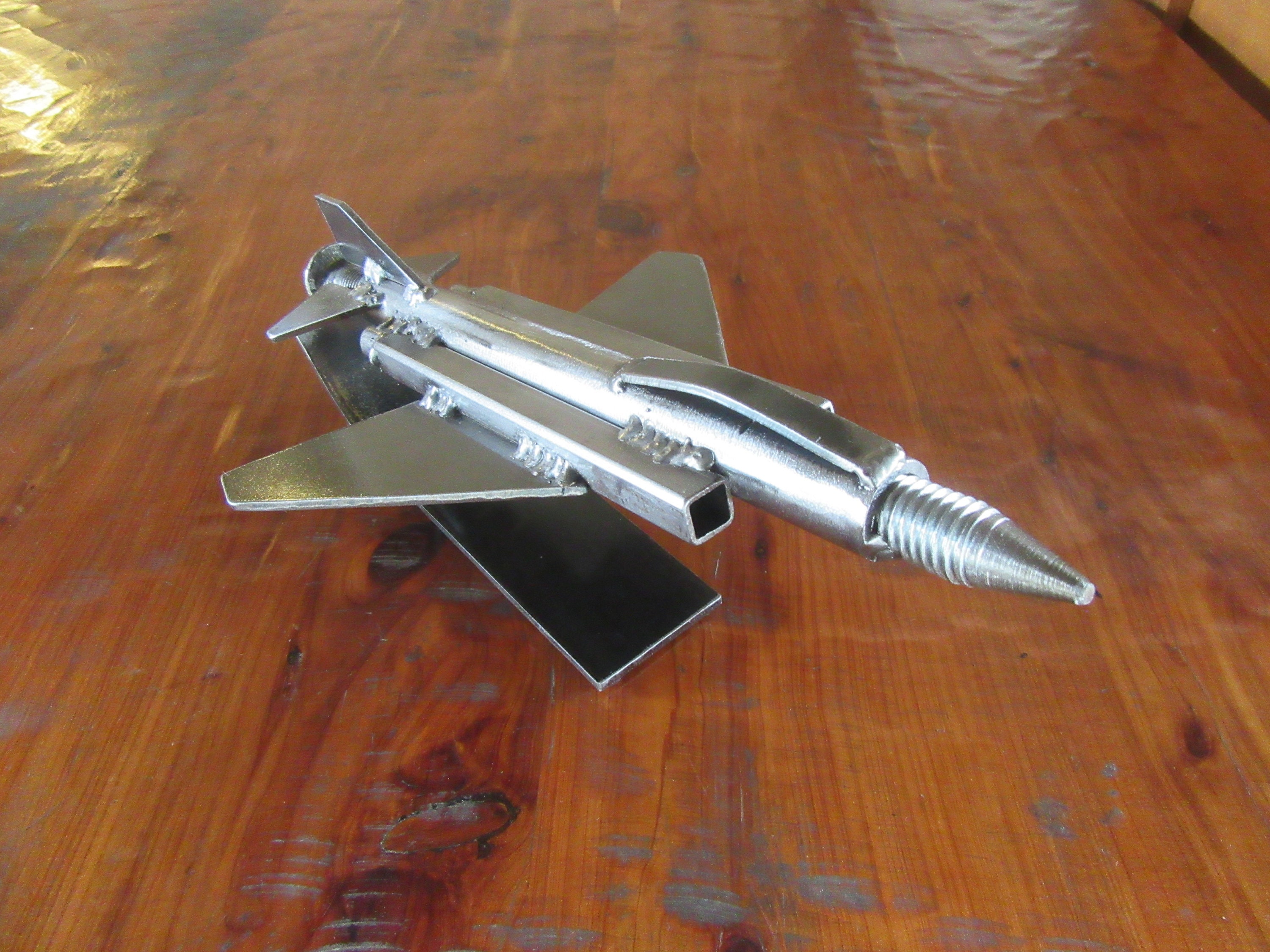 Welded Fighter Jet Sculpture With Solid Steel Display Base - Etsy