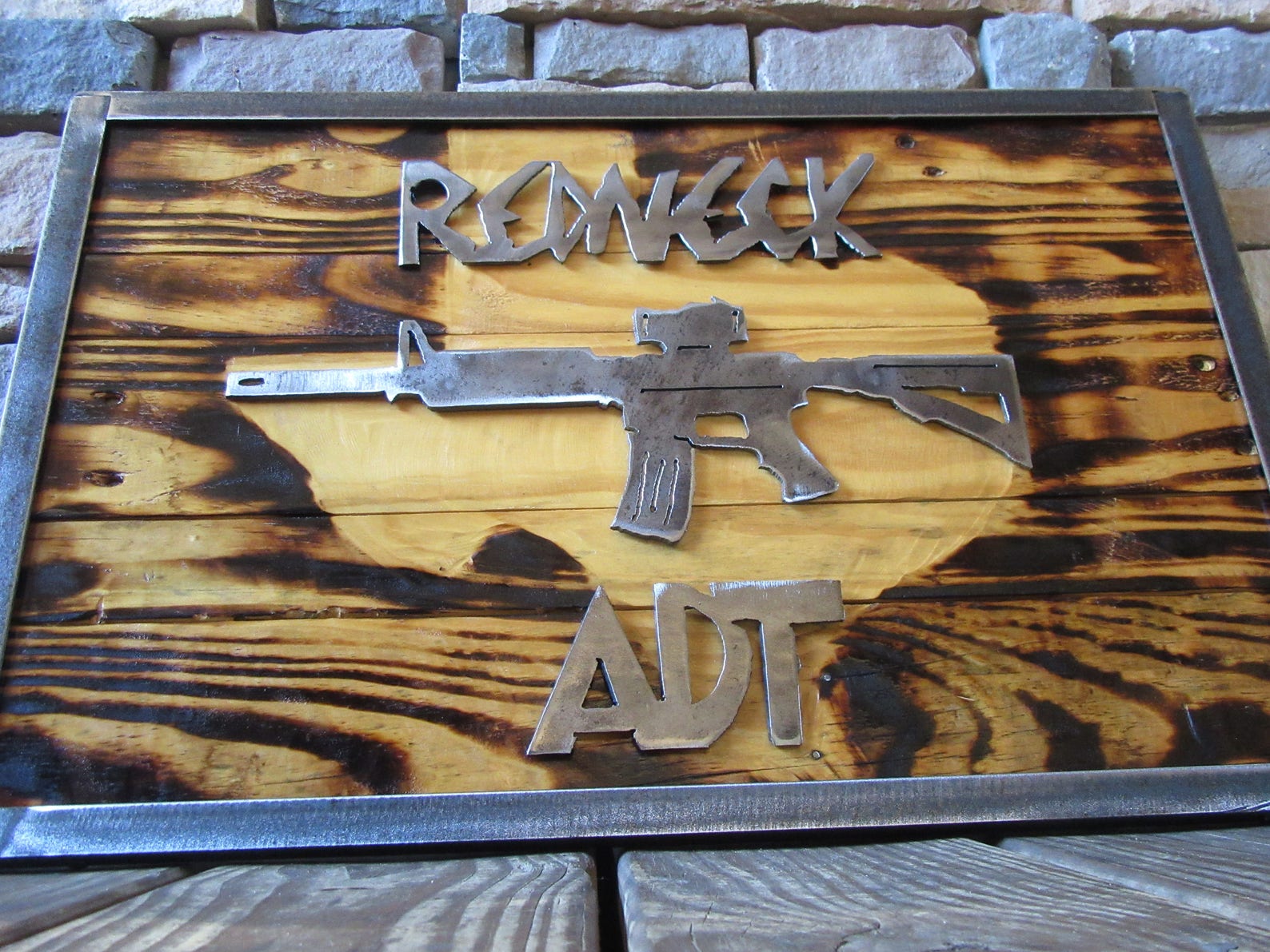 Redneck Security Sign-wood & Metal-metal Art-welded Art-scrap - Etsy