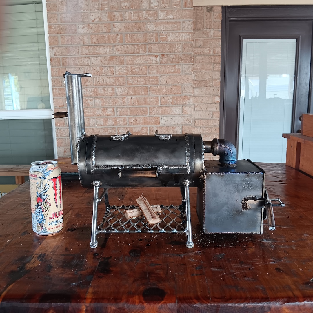Handmade Mini BBQ Grill: Jumbo Firebox, Double Barrel Smoker - Etsy