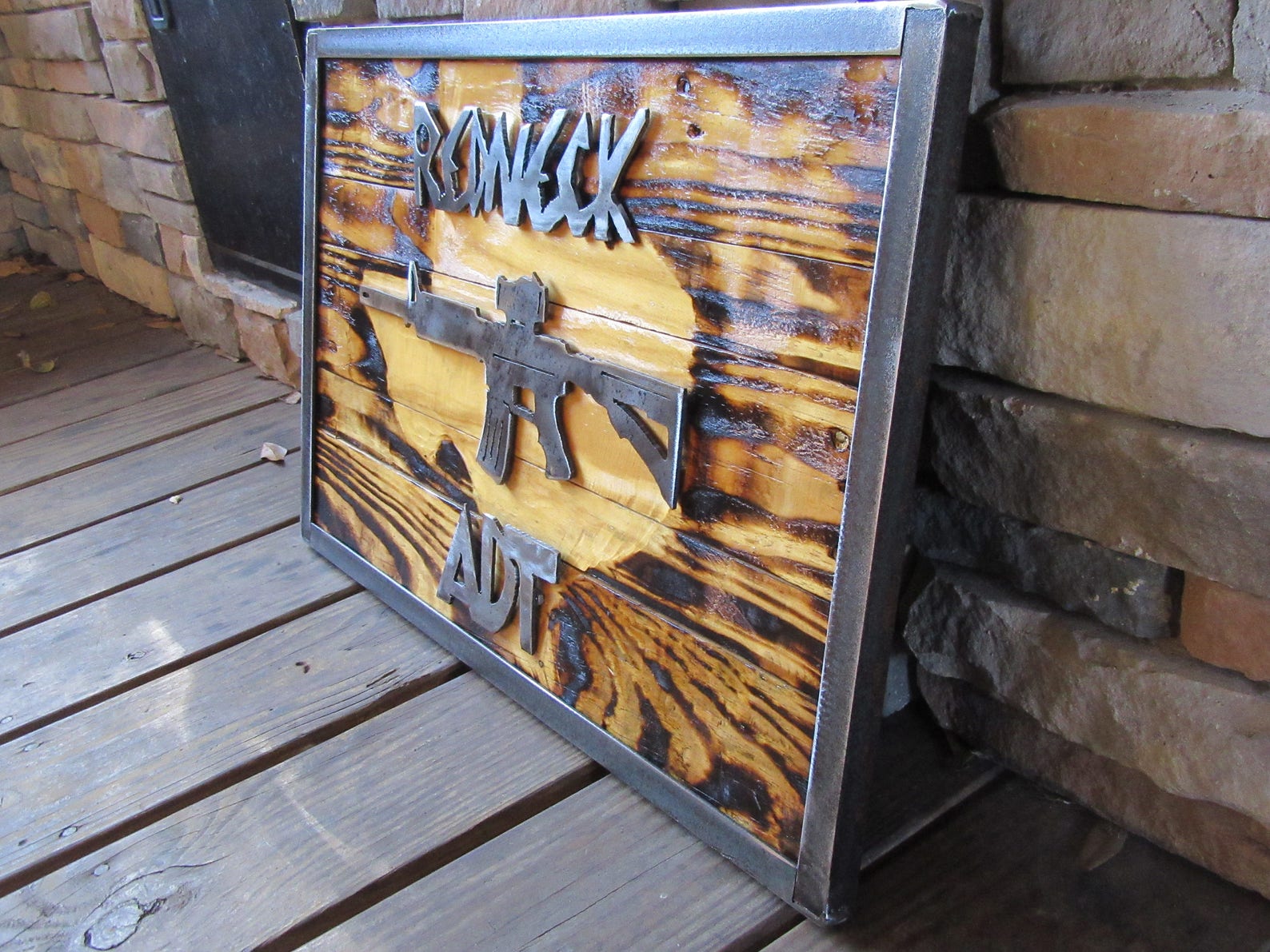 Redneck Security Sign-wood & Metal-metal Art-welded Art-scrap | Etsy