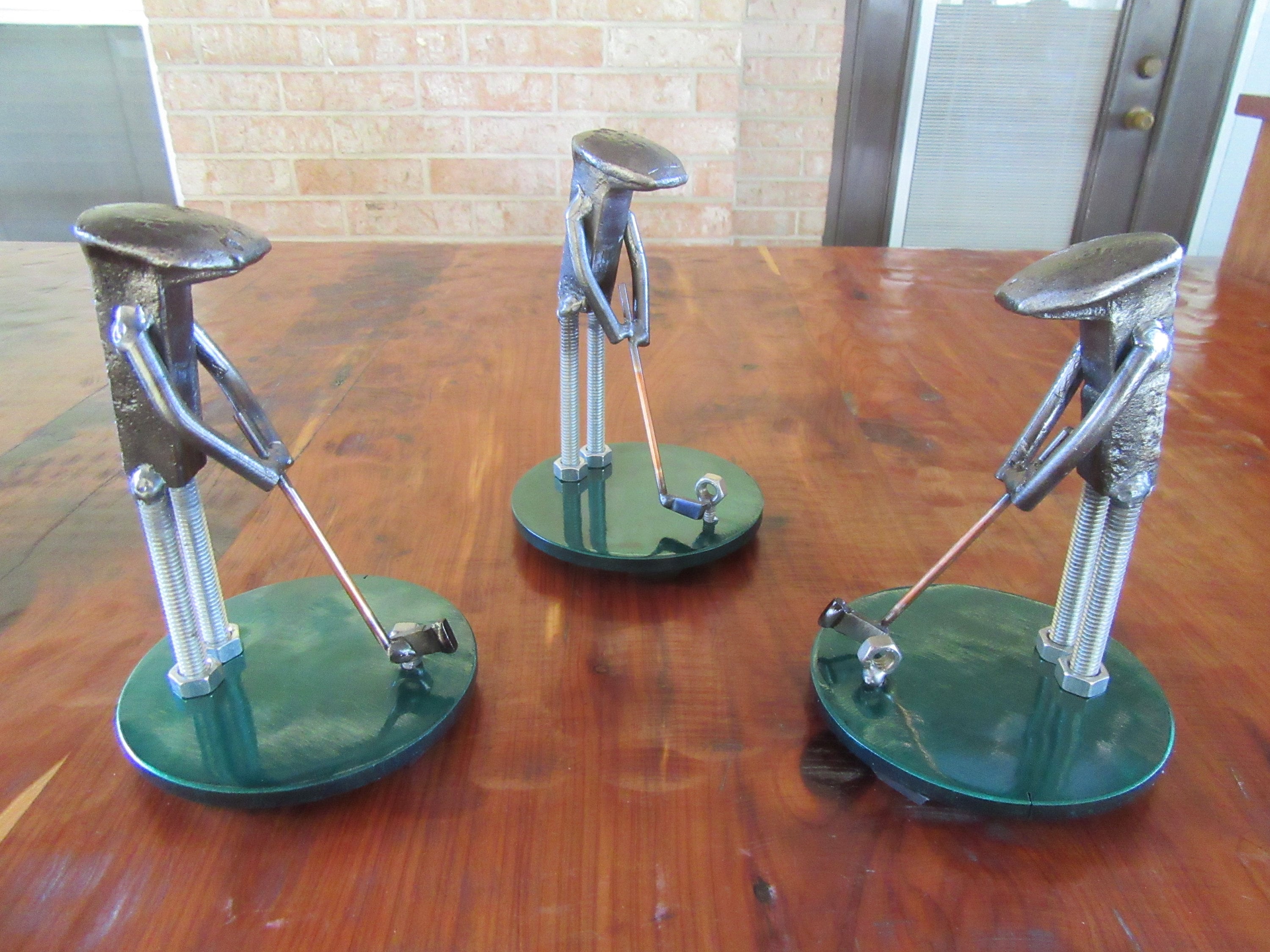 Welded Golfer Sculpture-man Playing Golf Metal Art-scrap Metal Art ...