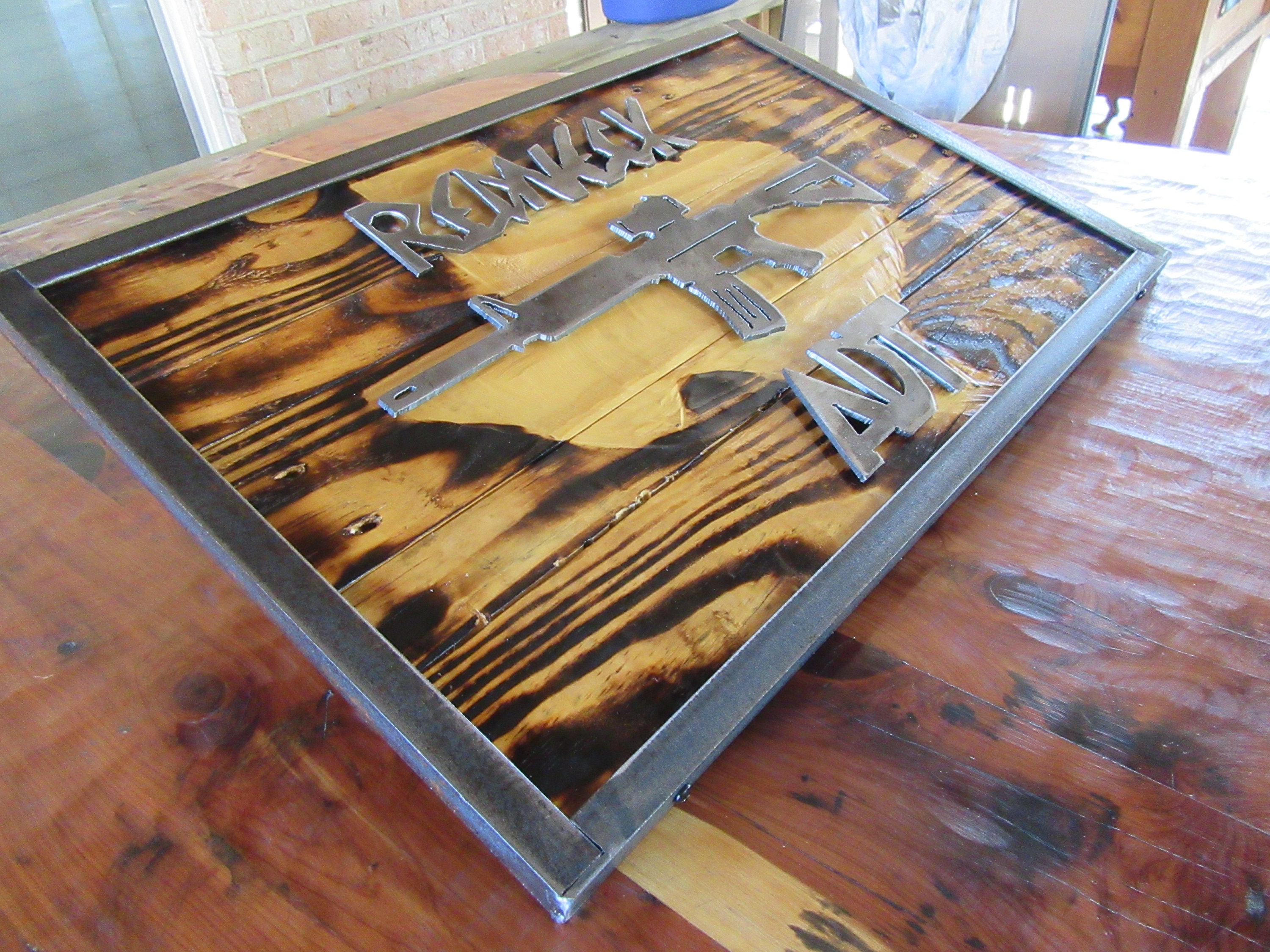 Redneck Security Sign-wood & Metal-metal Art-welded Art-scrap | Etsy