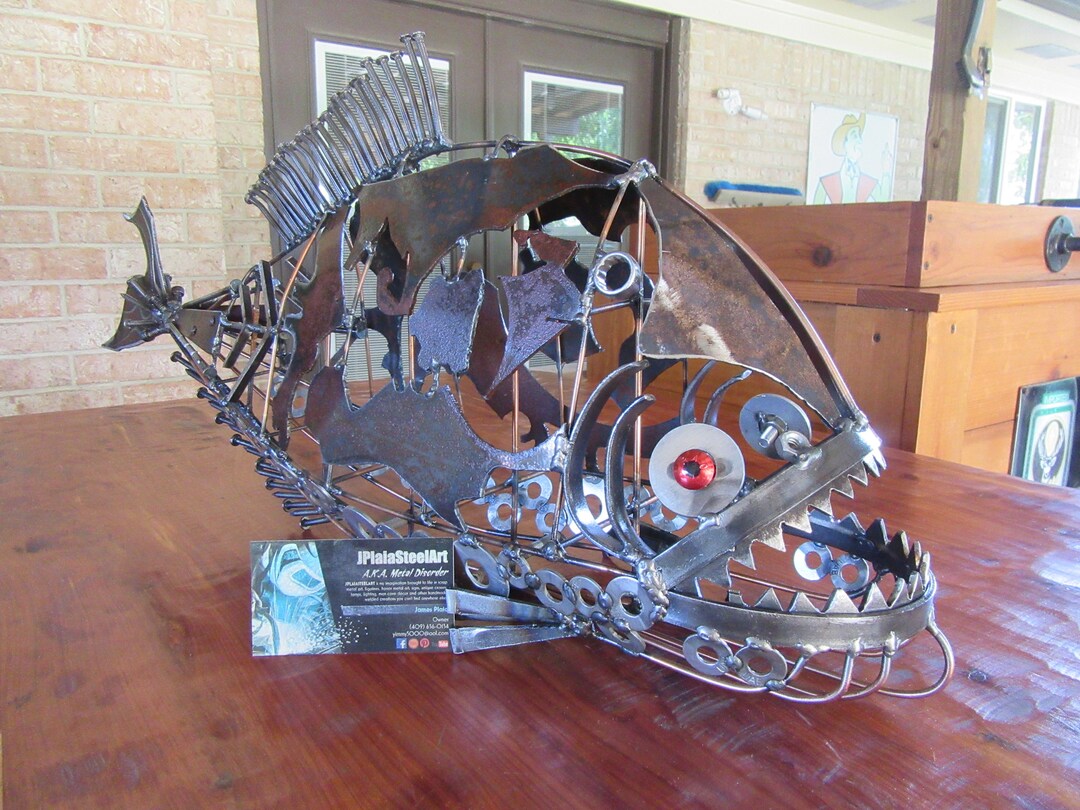 Metal Piranha Sculpture-welded Art Fish - Etsy