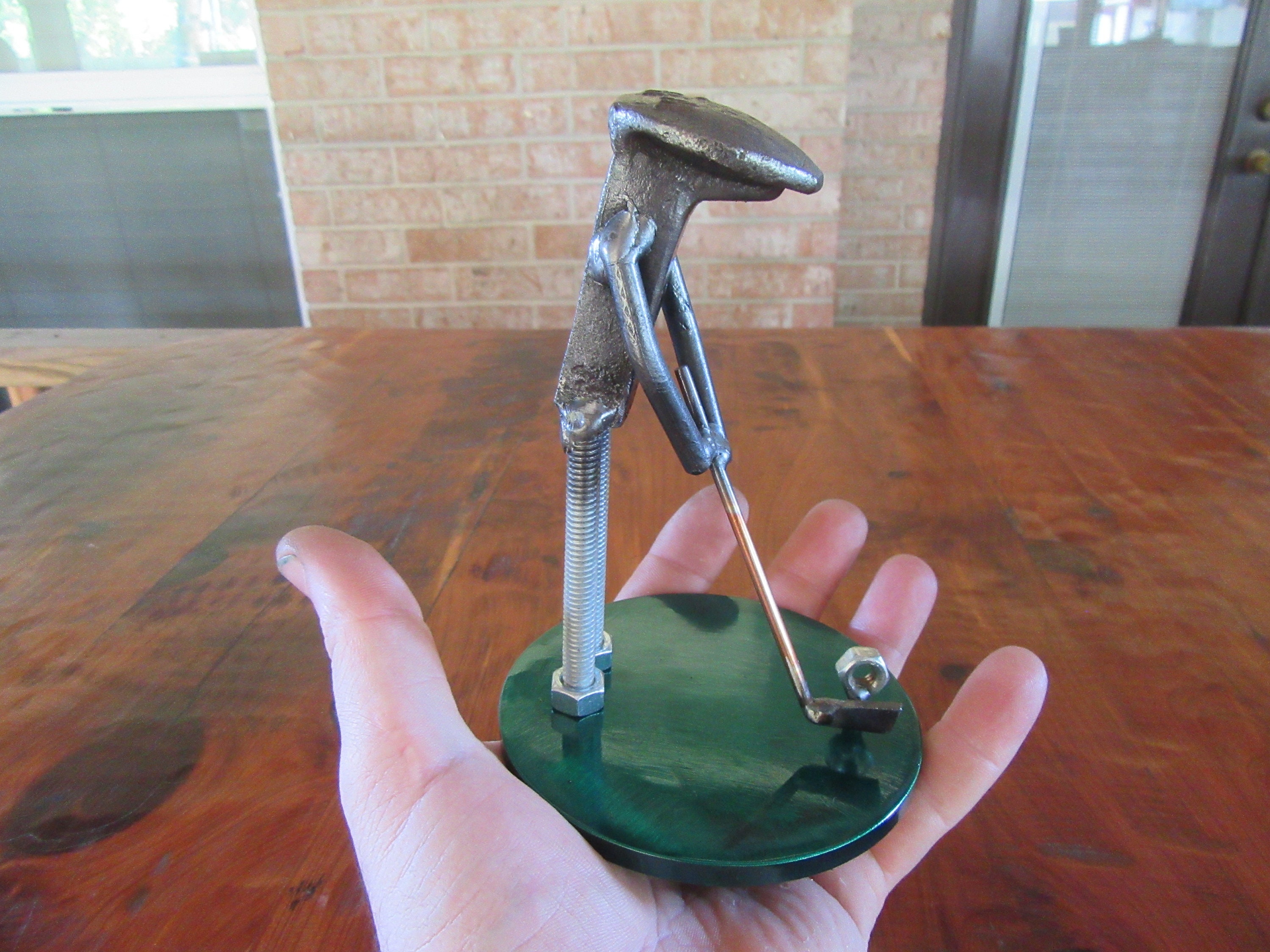 Welded Golfer Sculpture-man Playing Golf Metal Art-scrap Metal Art ...