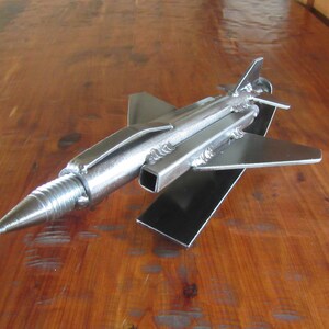 Welded Fighter Jet Sculpture With Solid Steel Display Base - Etsy