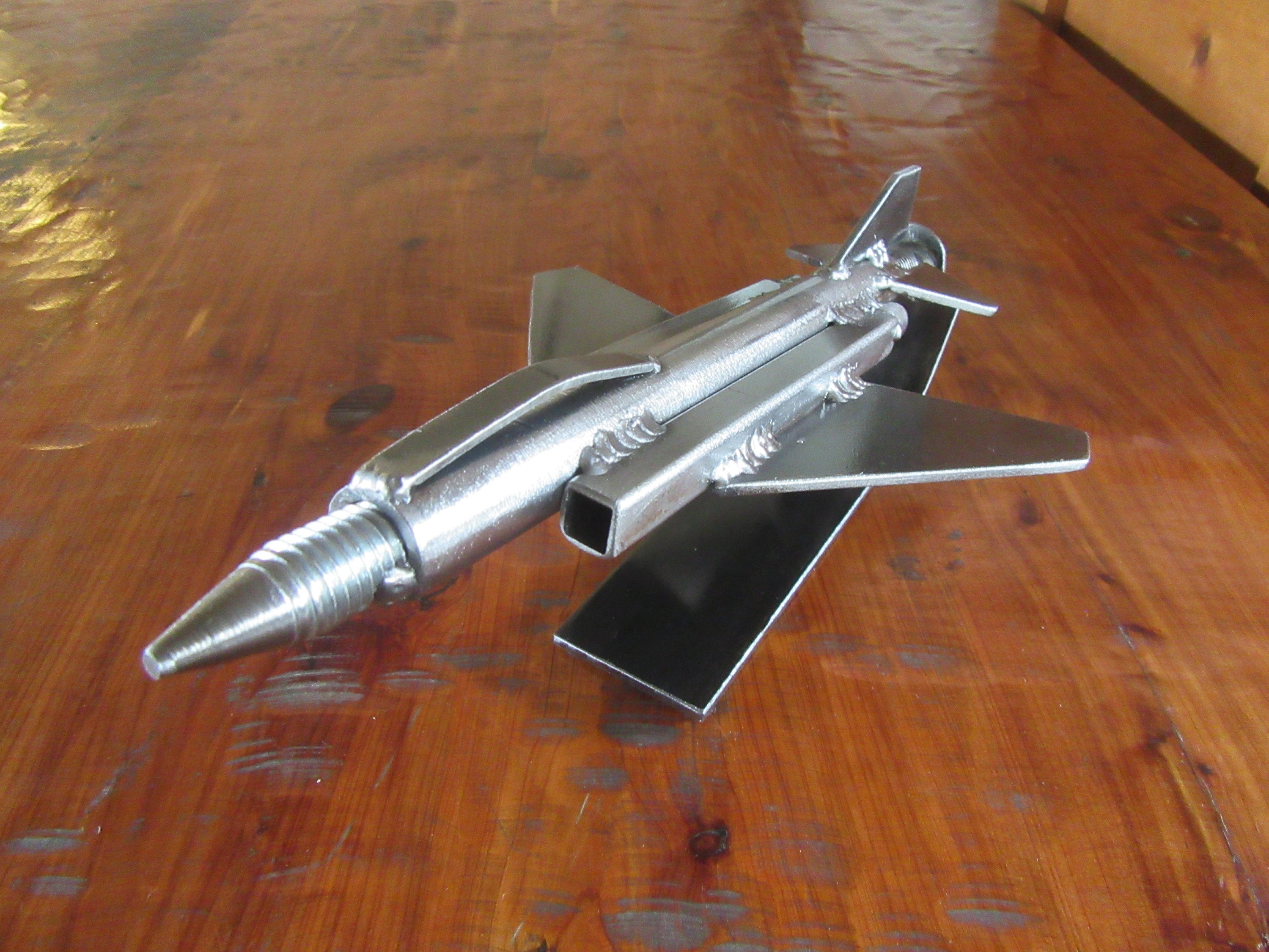Welded Fighter Jet Sculpture With Solid Steel Display Base - Etsy
