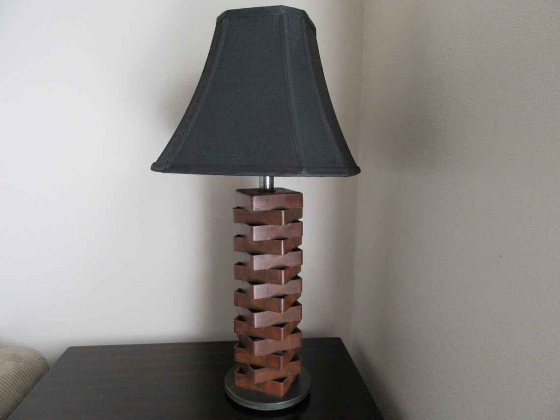 Welded Lamp With Orange Patina-home Decor-welded Art-metal - Etsy