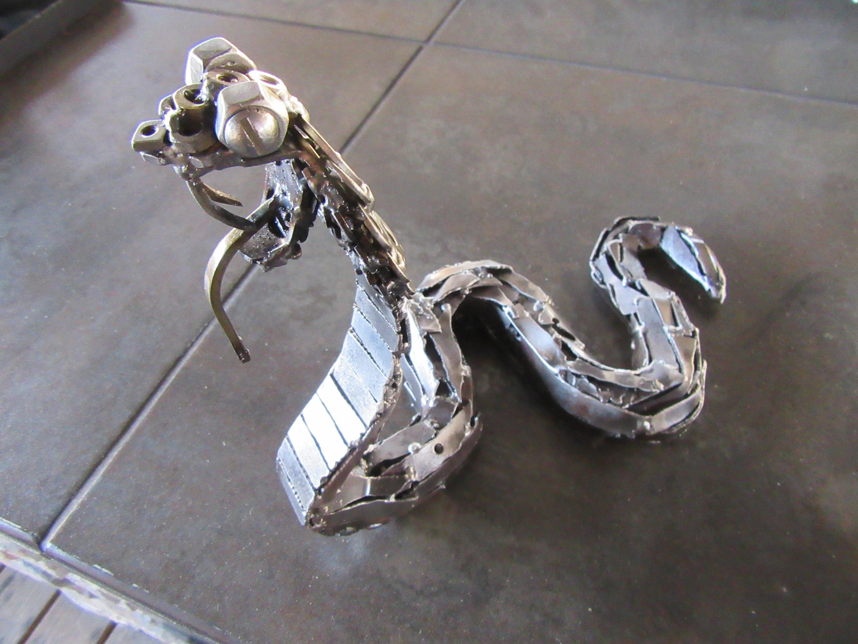 Welded King Cobra Snake-metal Sculpture - Etsy