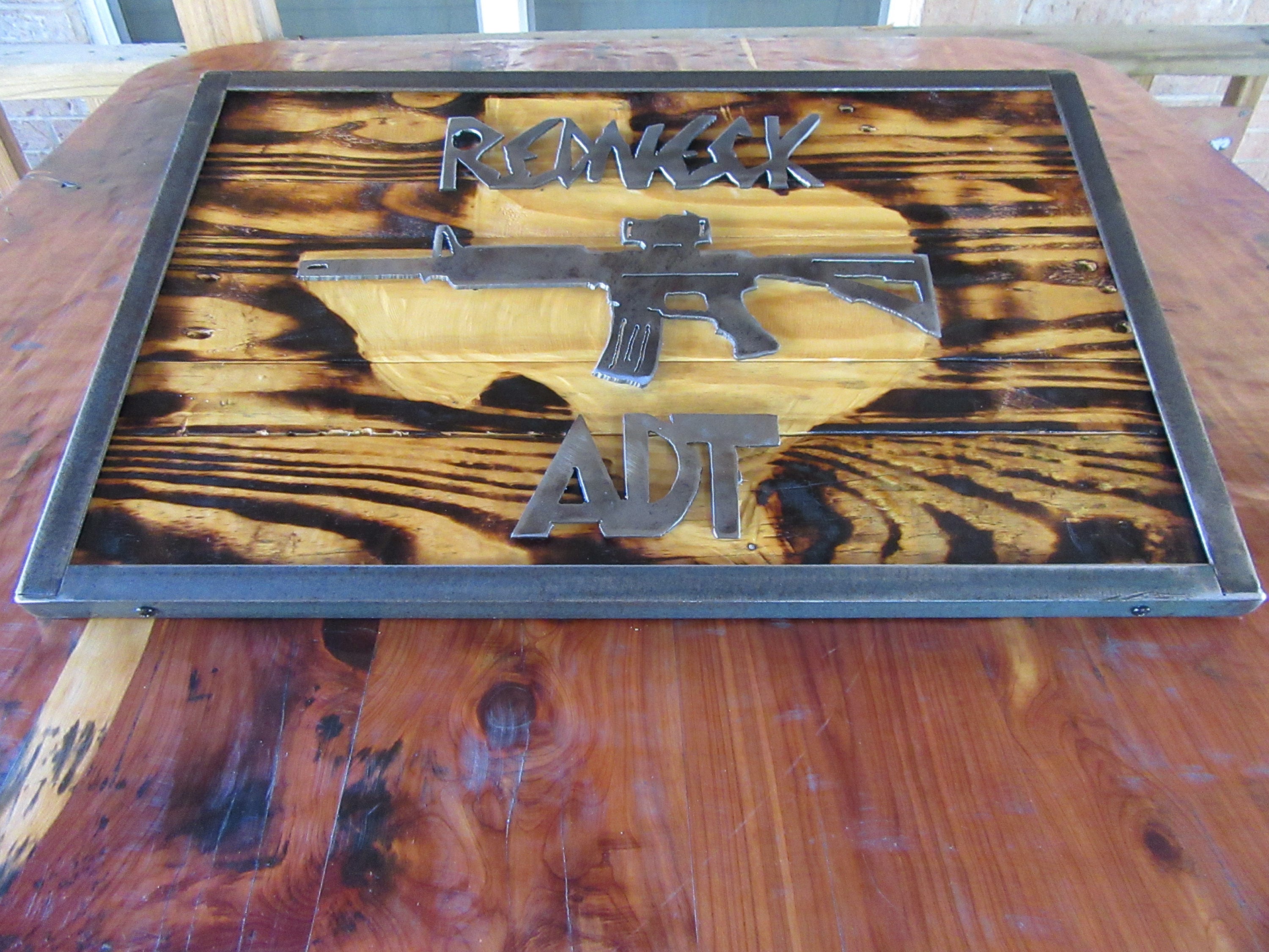 Redneck Security Sign-wood & Metal-metal Art-welded Art-scrap | Etsy