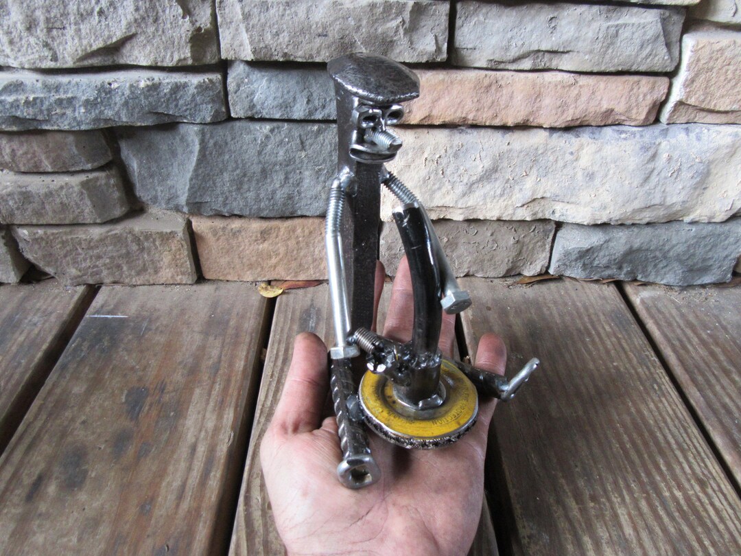 The Stoner Welded Sculpture-marijuana Metal Art-rr Spike Man Smoking A ...