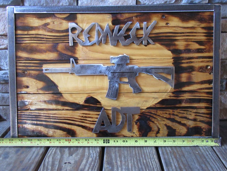Redneck Security Sign-Wood & Metal-Metal Art-Welded Art-Scrap | Etsy
