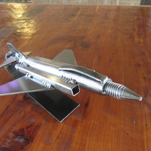 Welded Fighter Jet Sculpture With Solid Steel Display Base - Etsy