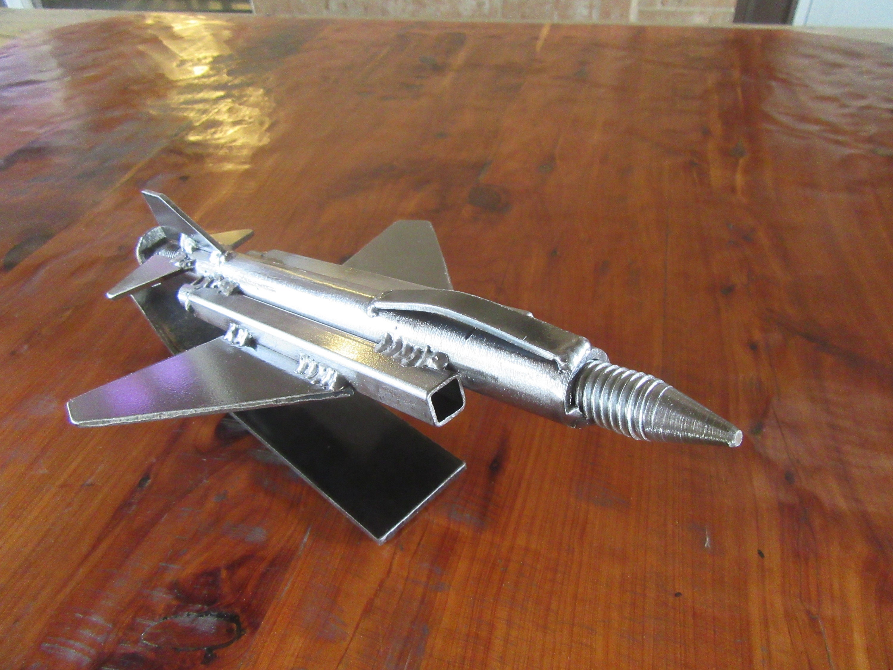 Welded Fighter Jet Sculpture With Solid Steel Display Base - Etsy